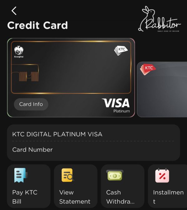 KTC Digital Platinum รีวิว บัตรเครดิตแบบใส ไม่มีเลขหน้าบัตร ใช้ดีไหม