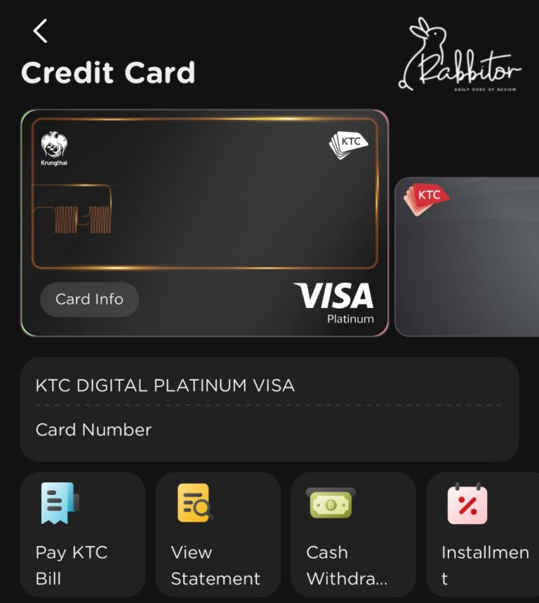 KTC Digital Platinum รีวิว บัตรเครดิตแบบใส ไม่มีเลขหน้าบัตร ใช้ดีไหม